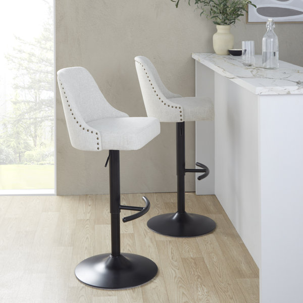 LumiSource Studded Marcel Adjustable Barstool With Rounded T Footrest - Set Of2 - Wayfair Canada